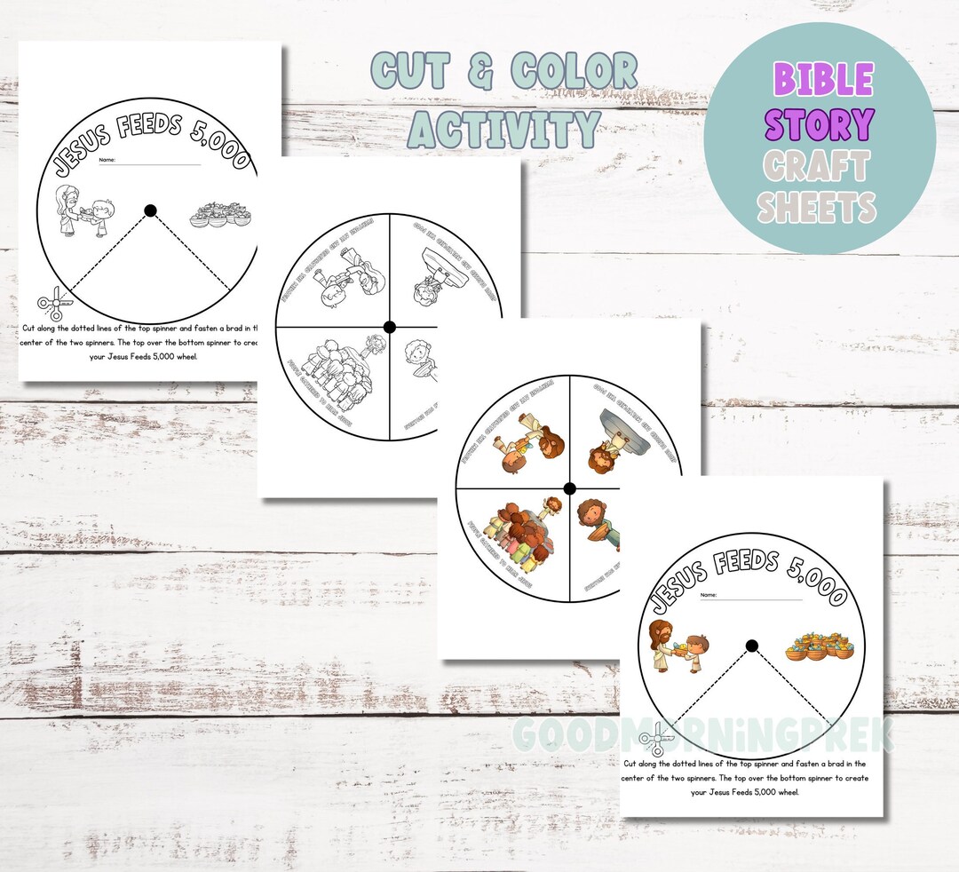 Jesus Feeds 5,000 Cut & Color and Cut and Paste Craft Activities|memory ...