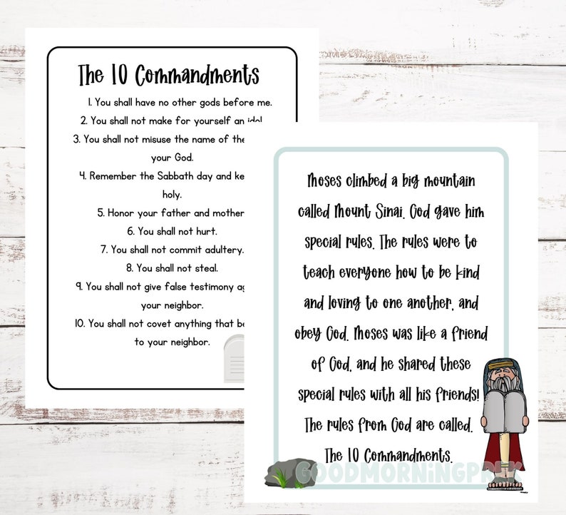 Preschool Ten Commandments Memory Cut and Paste | Kids 10 Commandments ...