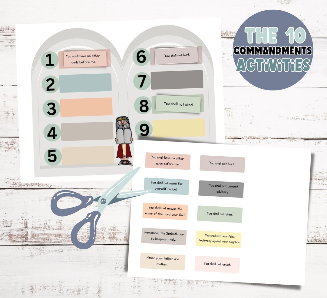Preschool Ten Commandments Memory Cut and Paste | Kids 10 Commandments ...