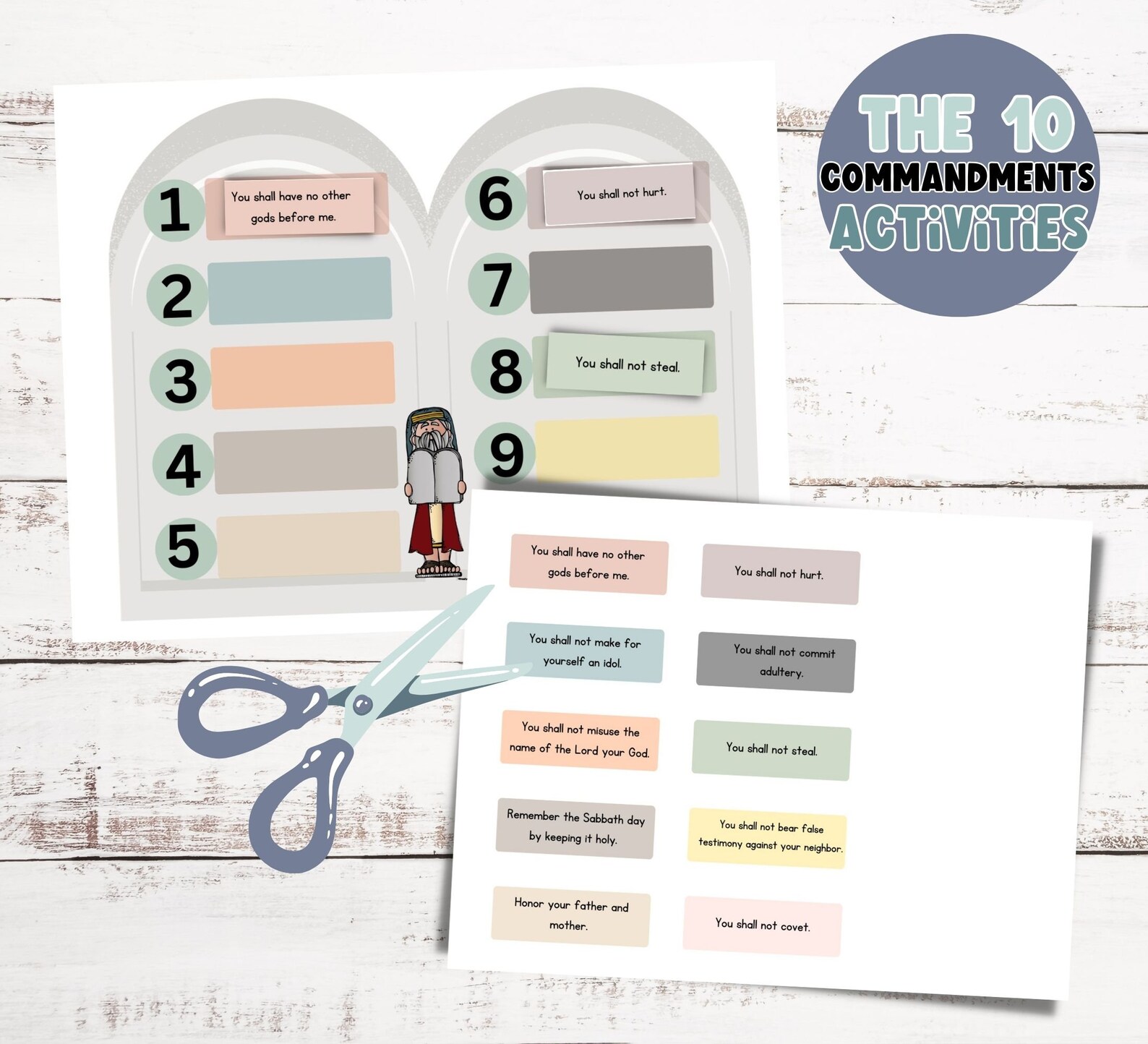 Preschool Ten Commandments Memory Cut and Paste | Kids 10 Commandments ...