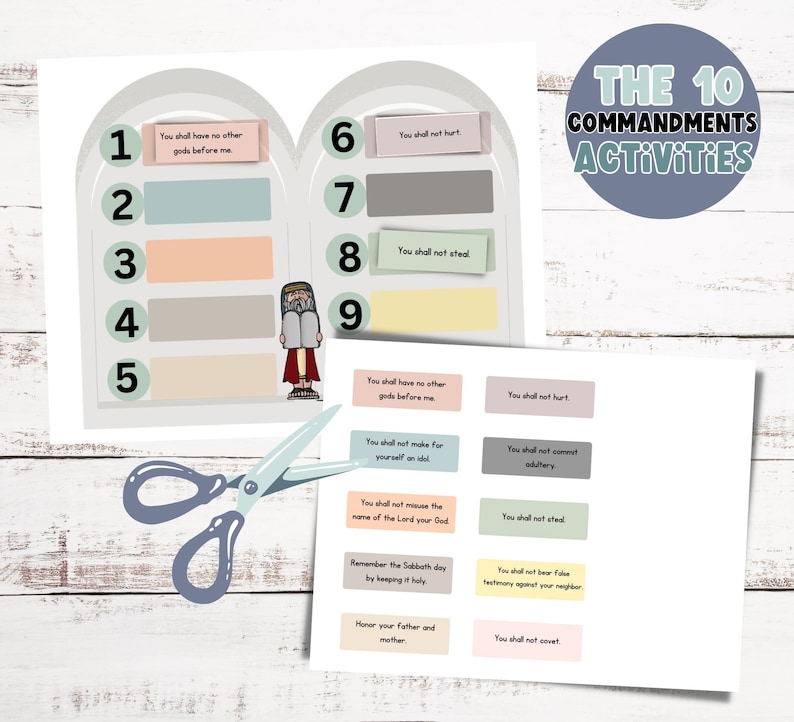 Preschool Ten Commandments Memory Cut and Paste | Kids 10 Commandments ...