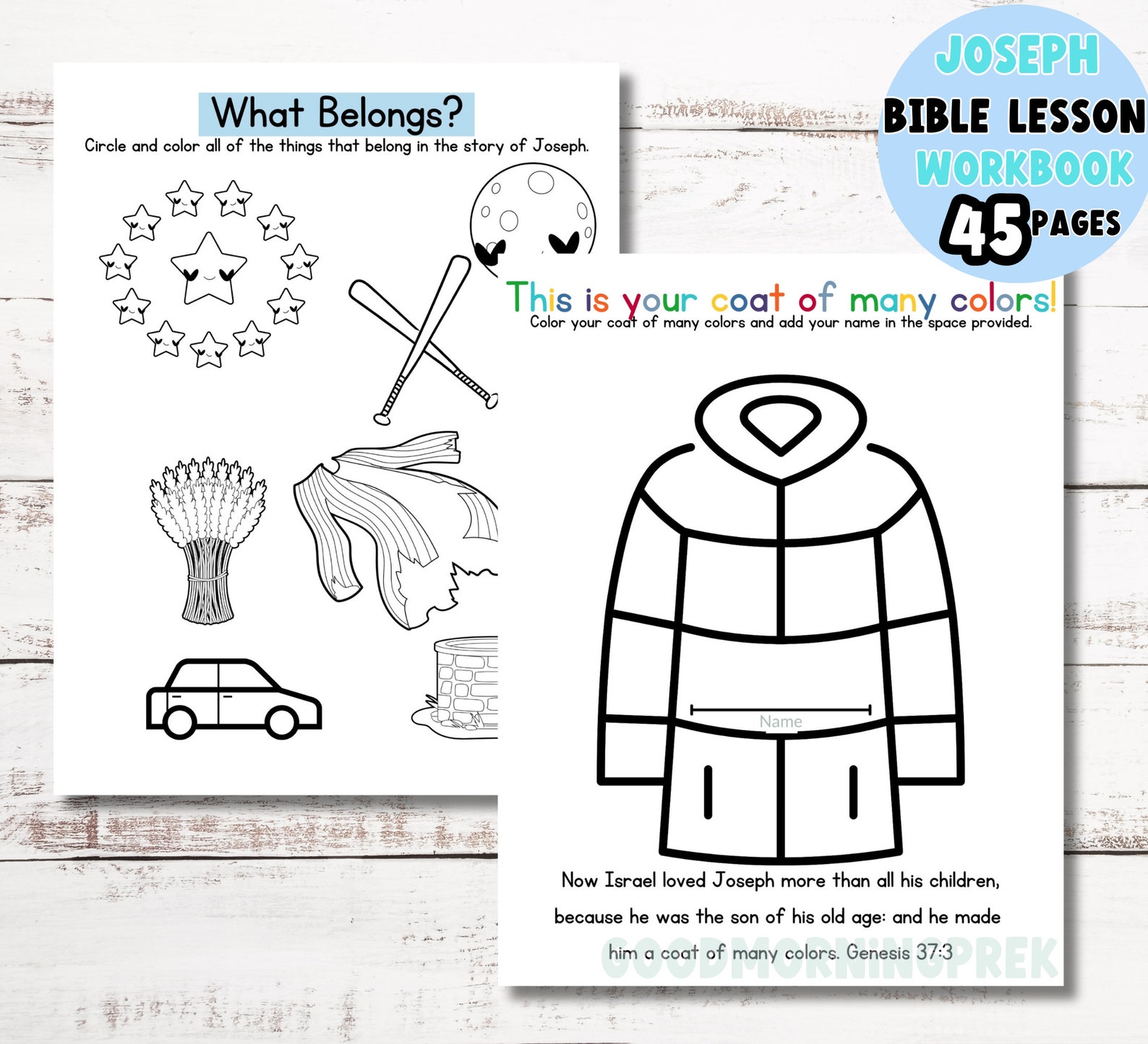 Joseph the Dreamer Bible Lesson Workbook Joseph the Dreamer Craft ...