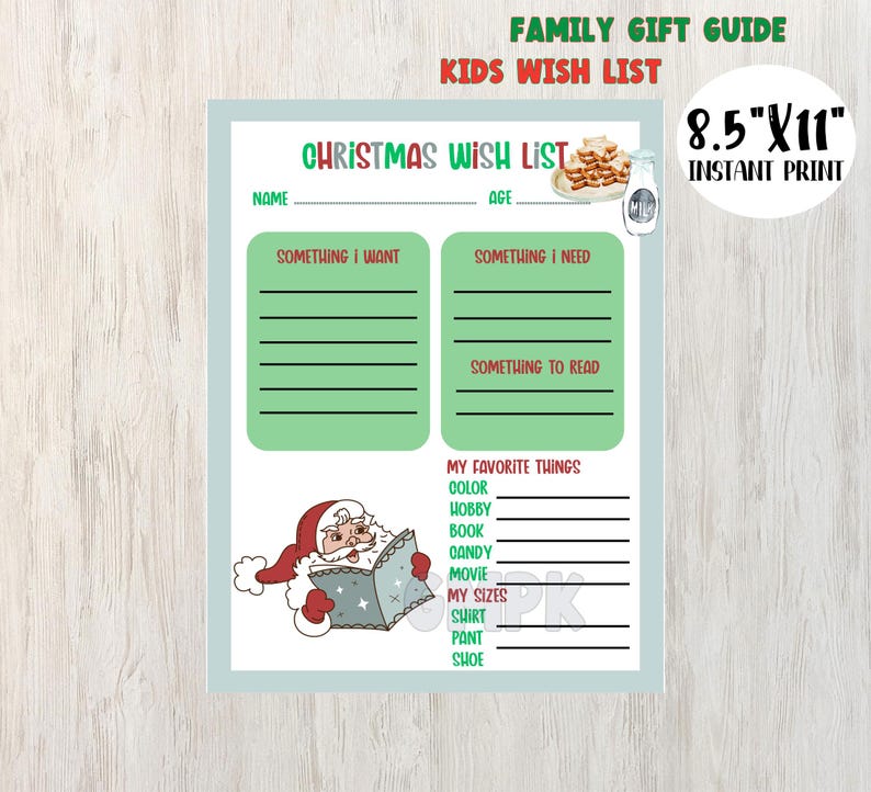 Kids Christmas Wish List | Printable Holiday Gift Guide (PDF) - Etsy