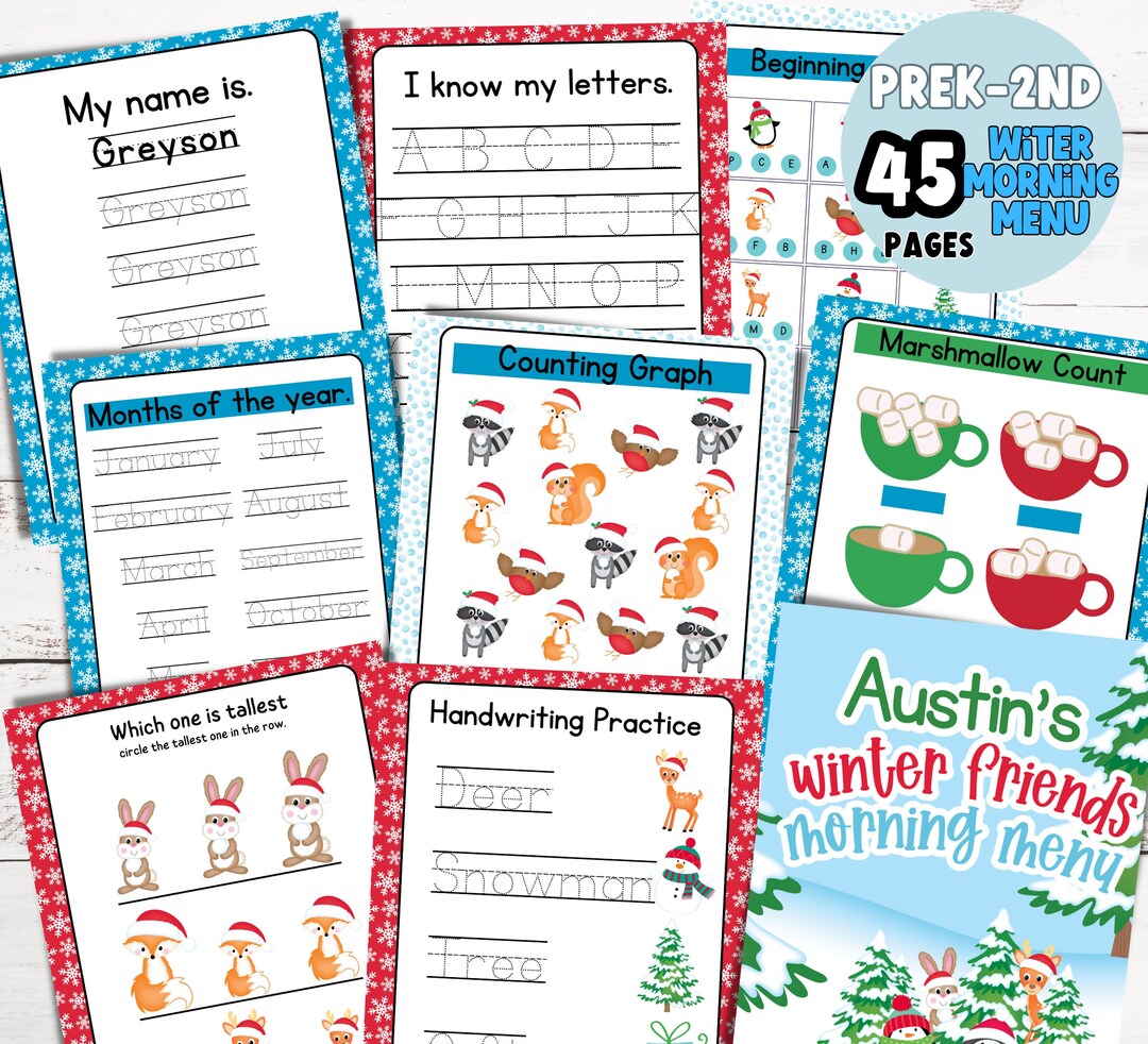 Winter Worksheet | Kindergarten Morning Menu | Home SCHOOL Morning ...