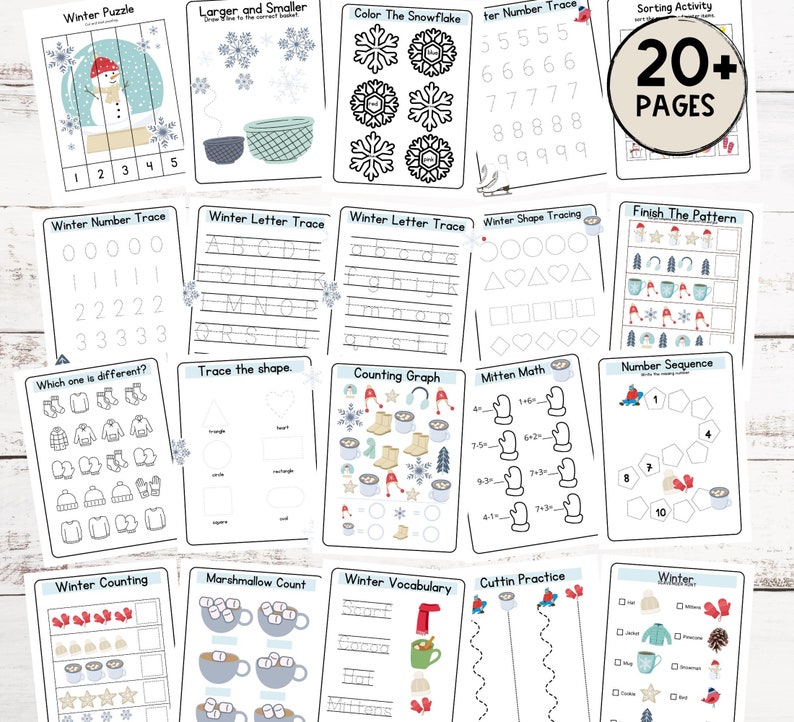Winter Preschool Worksheets: Cut & Paste Activity (digital Download) - Etsy
