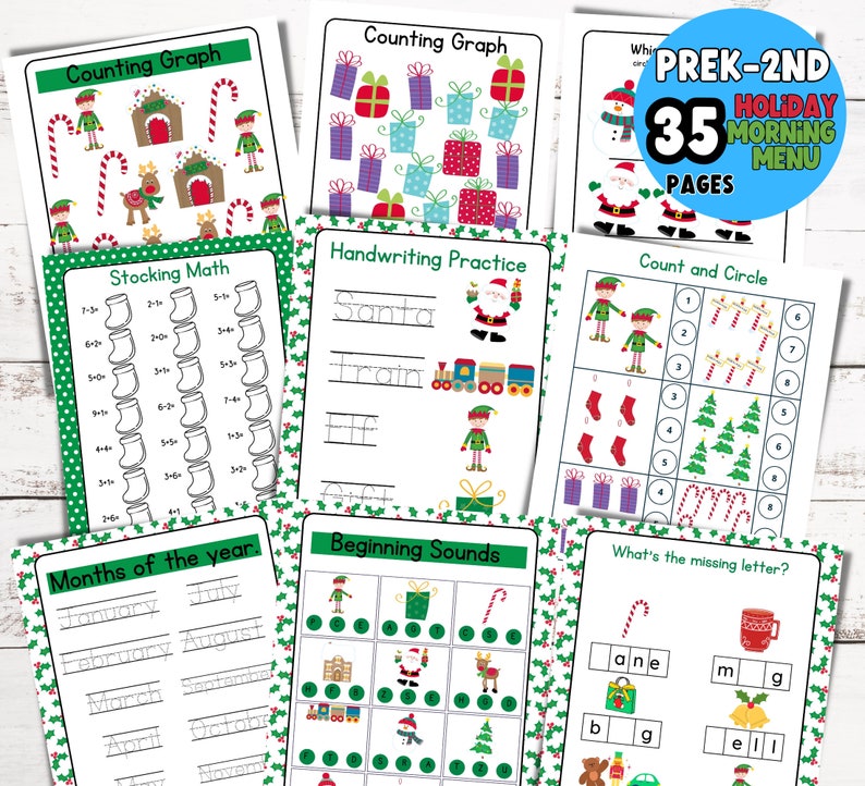 Christmas Winter Worksheet | Kindergarten Morning Menu | Home SCHOOL ...