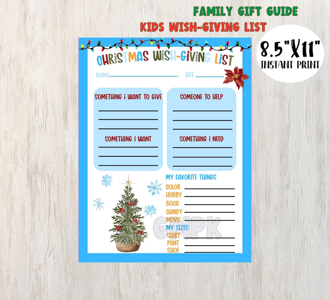 Christmas Kids Wish List Printable | Holiday Gift Guide (PDF) - Etsy
