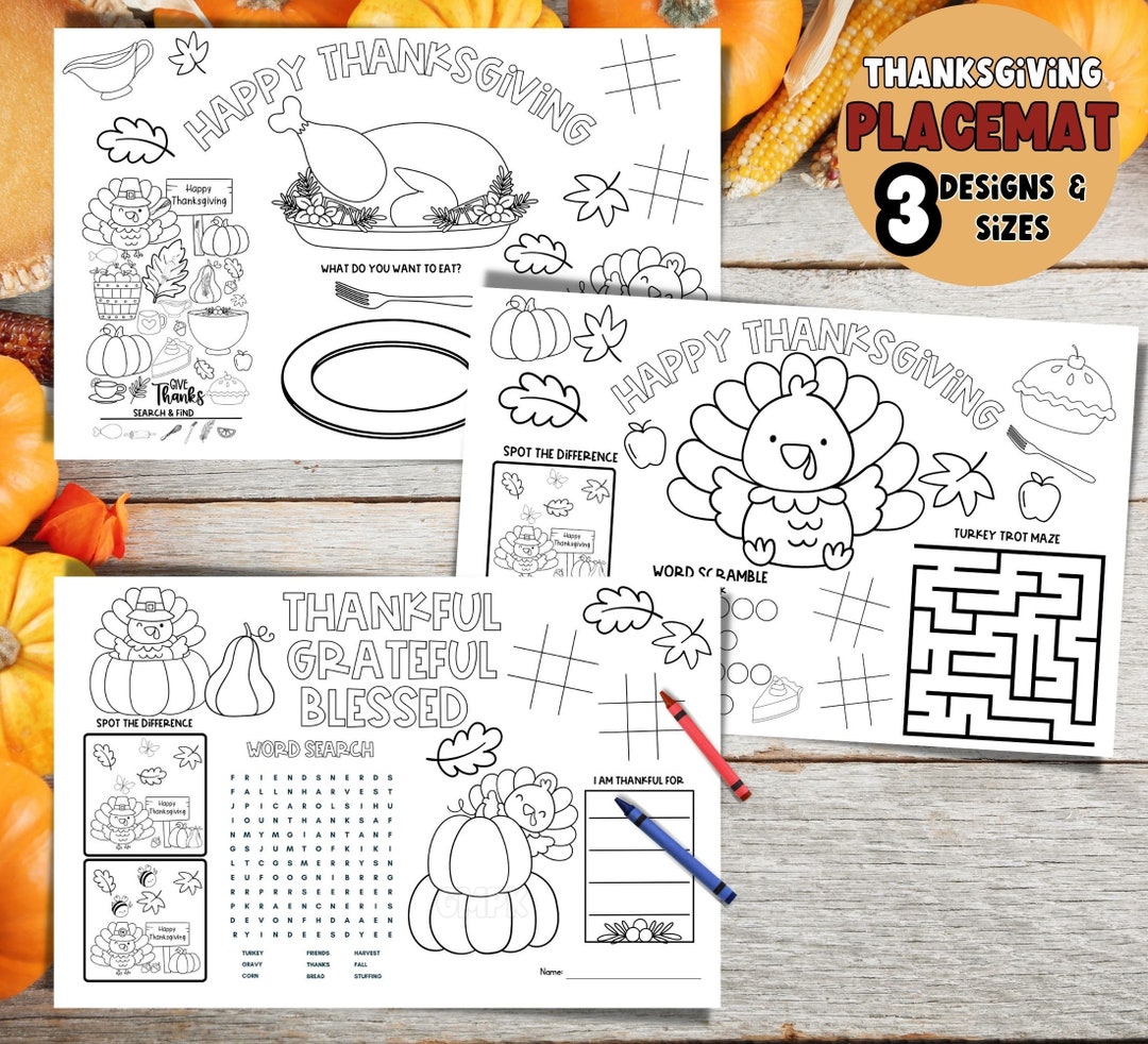 Thanksgiving Kids Coloring Placemats | Thanksgiving Kids Table ...