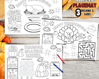 Thanksgiving Kids Coloring Placemats Thanksgiving Kids Table Printable ...