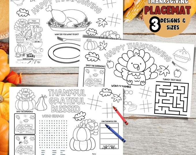 Thanksgiving Kids Coloring Placemats | Thanksgiving Kids Table ...