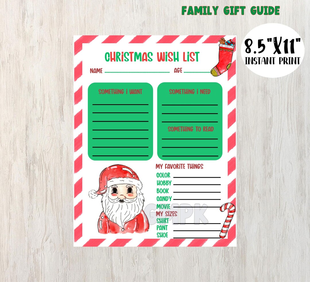 Kids Christmas Wish List | Printable Gift Guide (digital Download) - Etsy