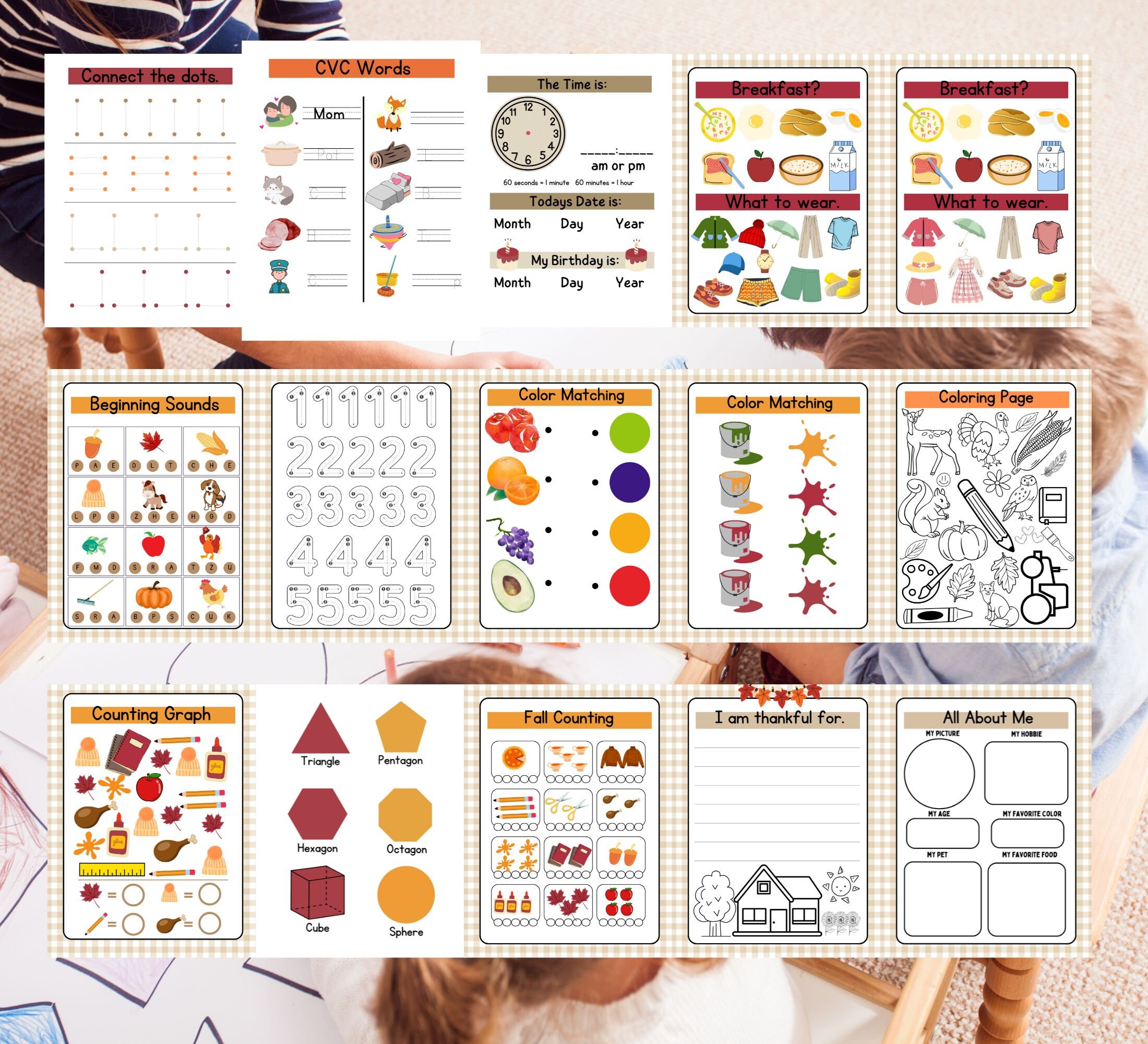 Thanksgiving Fall Morning Menu | Kindergarten Morning Menu | Homeschool ...