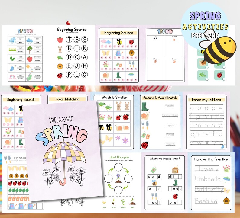 Spring Worksheets | Kindergarten Workbook | Pastel Preschool Worksheets ...