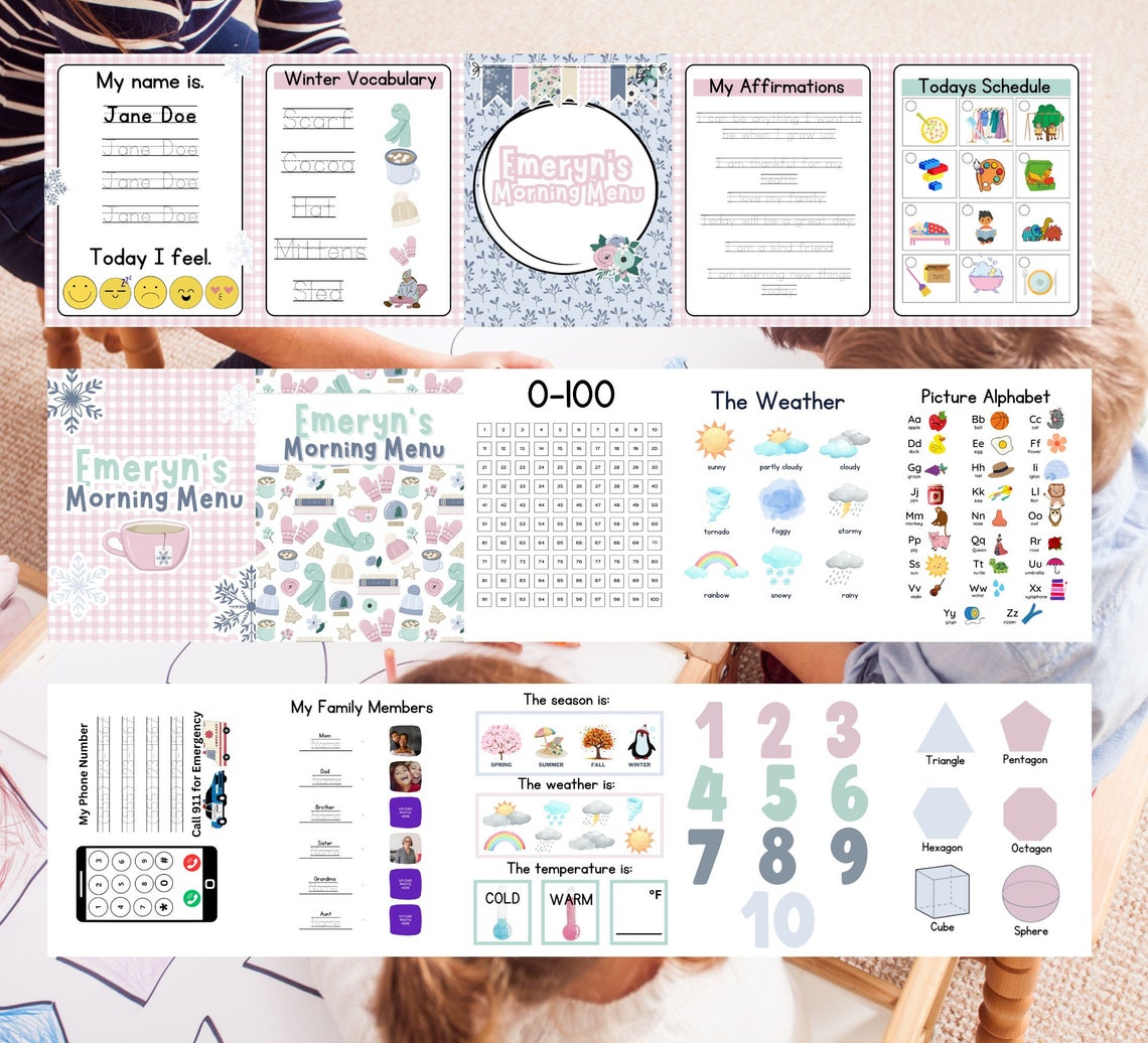 Winter Morning Menu | Kindergarten Morning Menu | Homeschool Morning ...