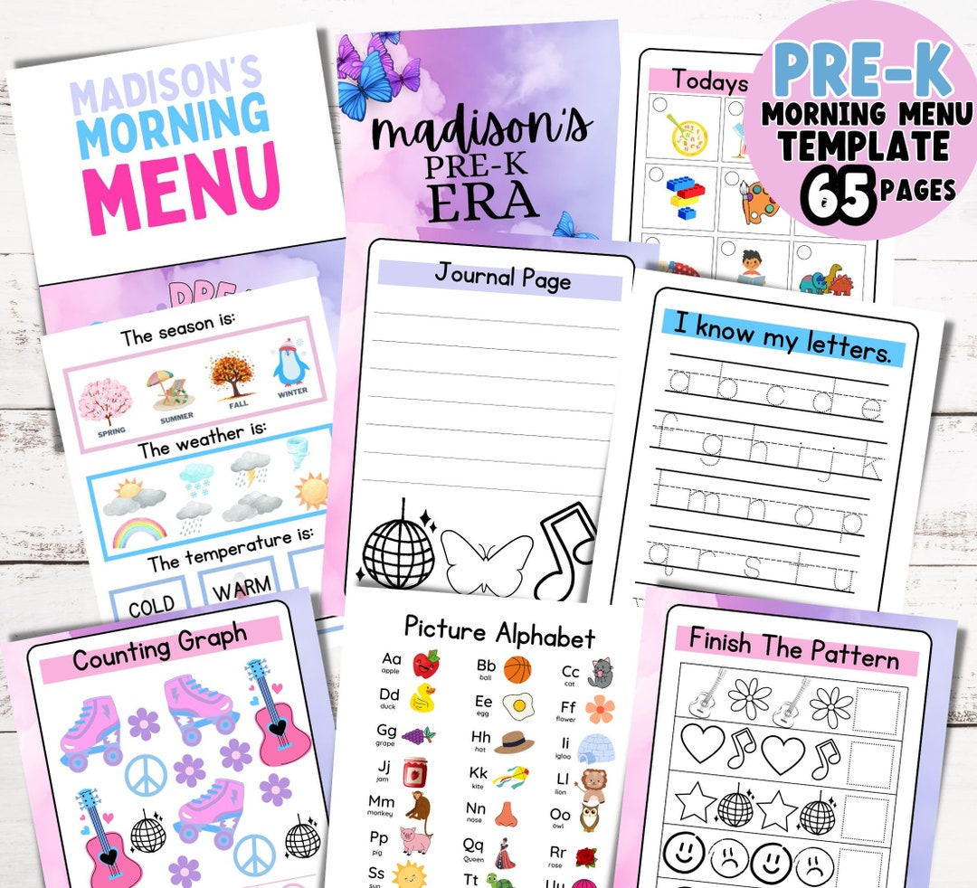 Pastel Preschool Morning Menu | Homeschool Morning Activity | Butterfly ...
