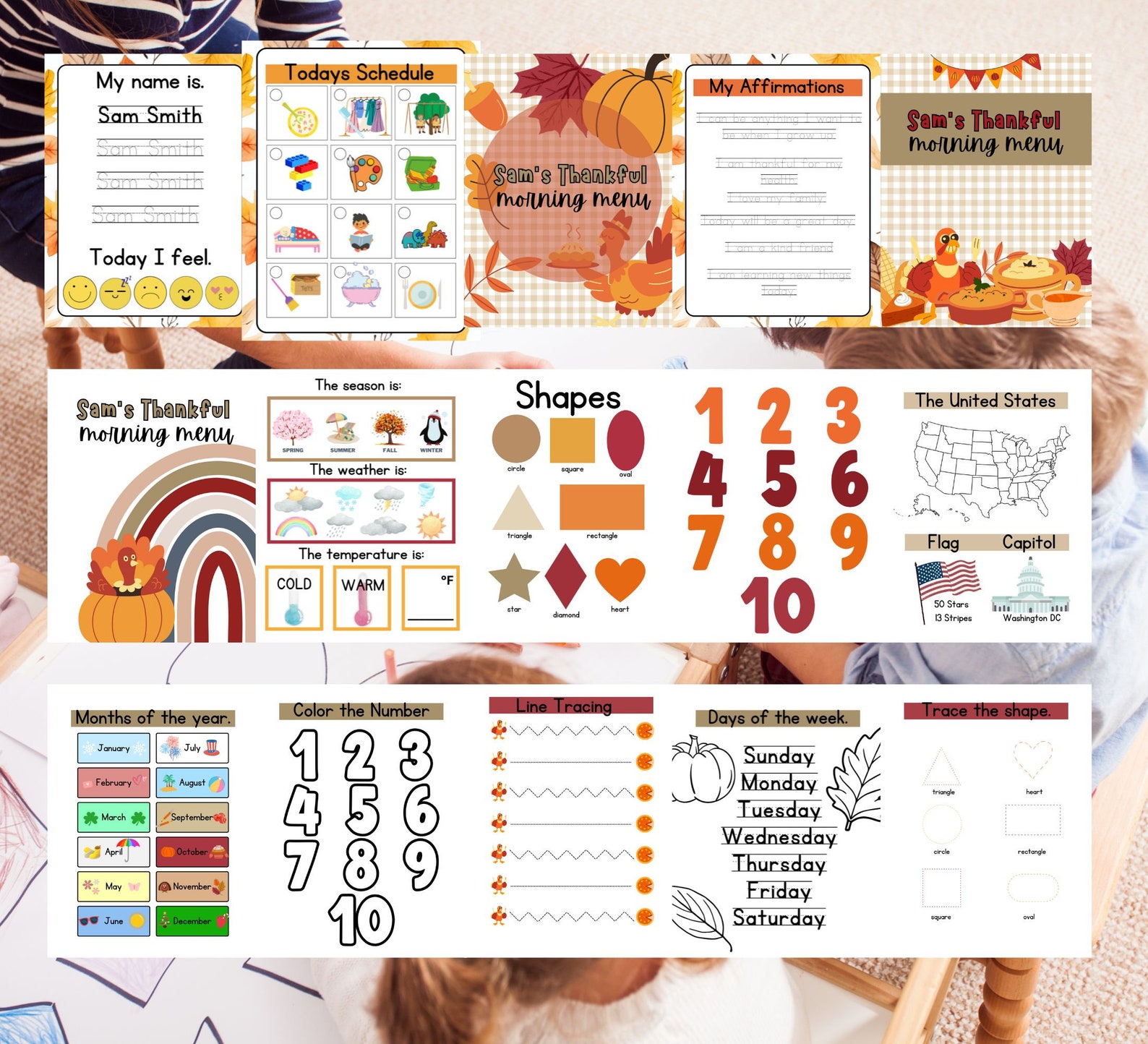 Thanksgiving Fall Morning Menu | Kindergarten Morning Menu | Homeschool ...