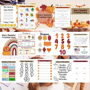 Thanksgiving Fall Morning Menu | Kindergarten Morning Menu | Homeschool ...