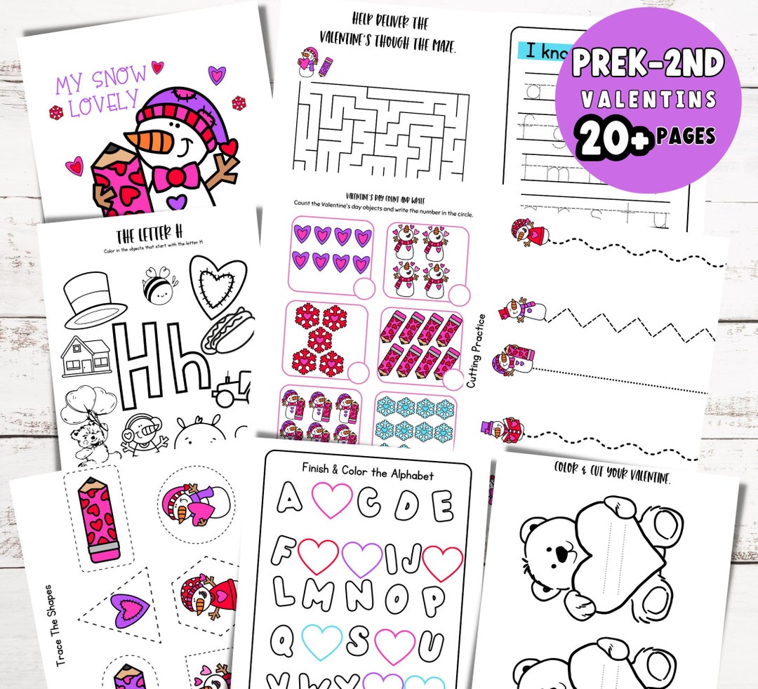 Valentine Preschool Workbook: Math & More (PDF) - Etsy