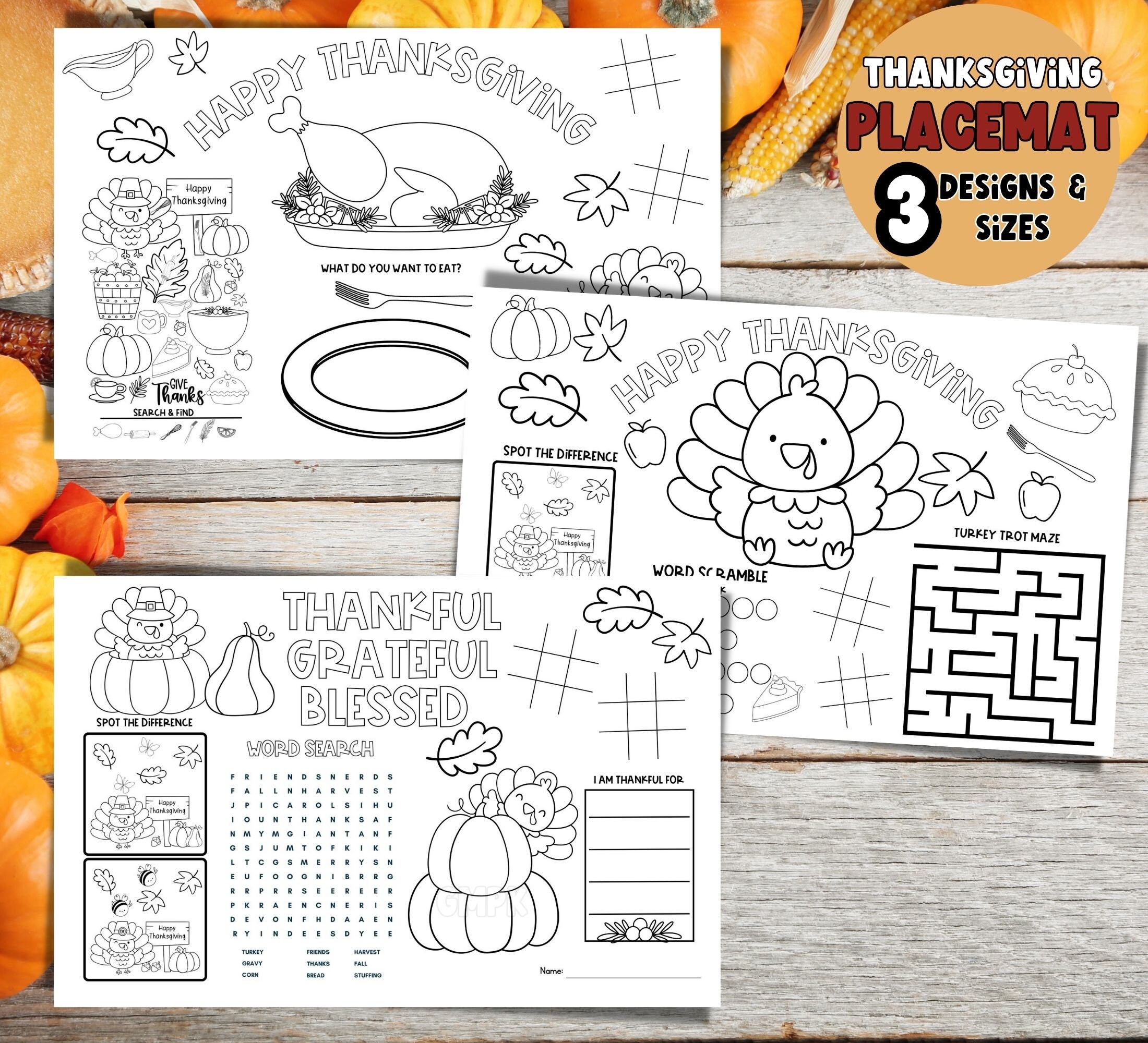 Thanksgiving Kids Coloring Placemats | Thanksgiving Kids Table ...