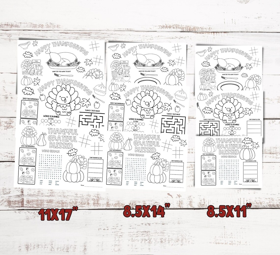 Thanksgiving Kids Coloring Placemats | Thanksgiving Kids Table ...
