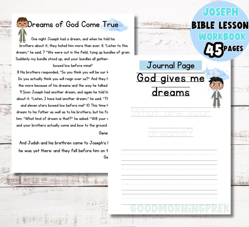 Joseph the Dreamer Bible Lesson Workbook Joseph the Dreamer Craft ...
