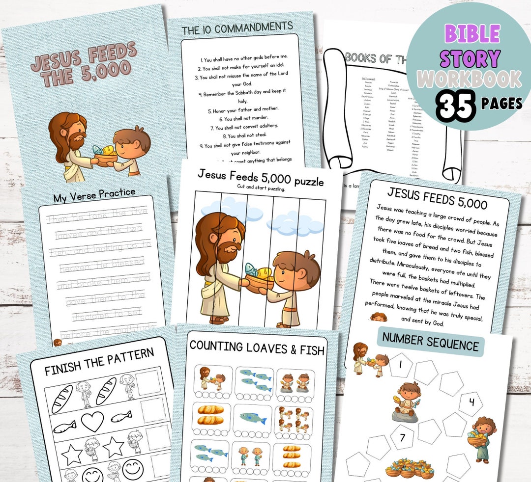 Jesus Feeds 5000 Workbook |jesus Feeds 5000 Craft | Homeschool Bible ...