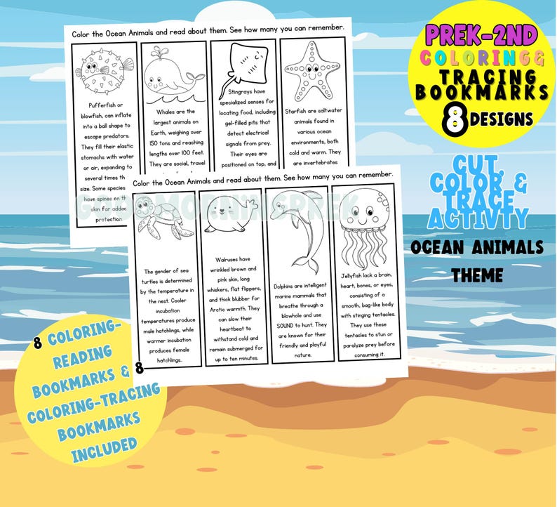 Ocean Themed Preschool Bookmarks| Morning Menu |homeschool Morning ...