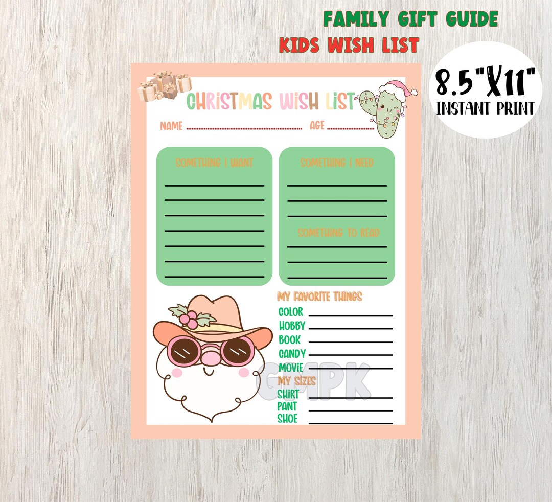 Kids Christmas Wish List | Printable Holiday Gift Guide (PDF) - Etsy