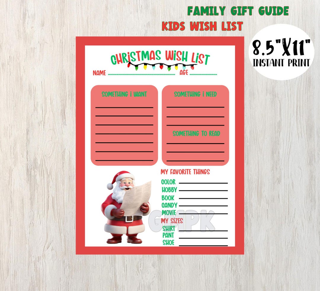 Kids Christmas Wish List | Printable Holiday Gift Guide (PDF) - Etsy