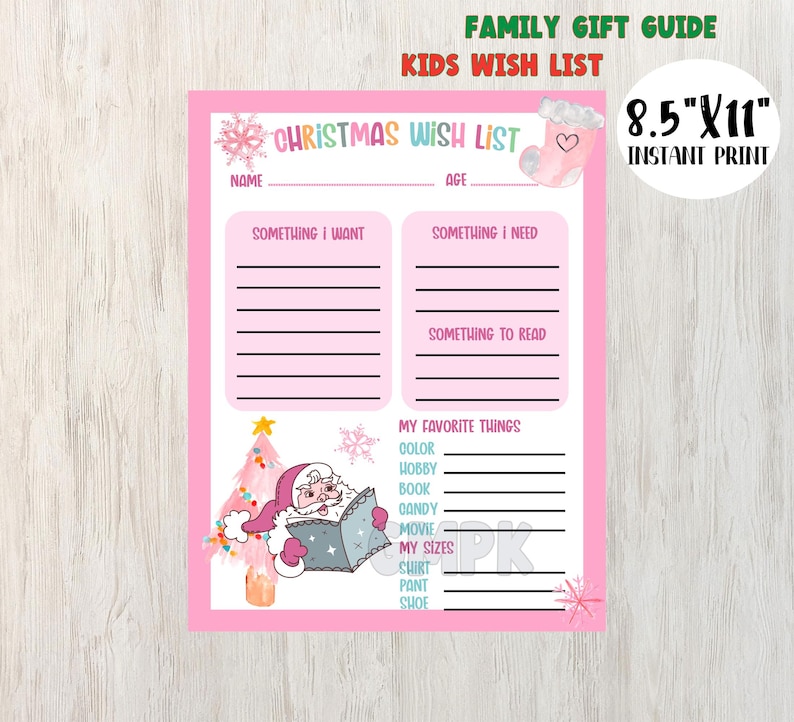 Kids Christmas Wish List | Printable Gift Guide (PDF) - Etsy