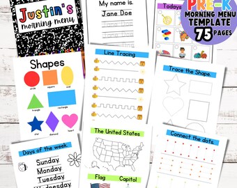 Kindergarten Morning Menu Pages | Preschool Morning Menu Pages ...