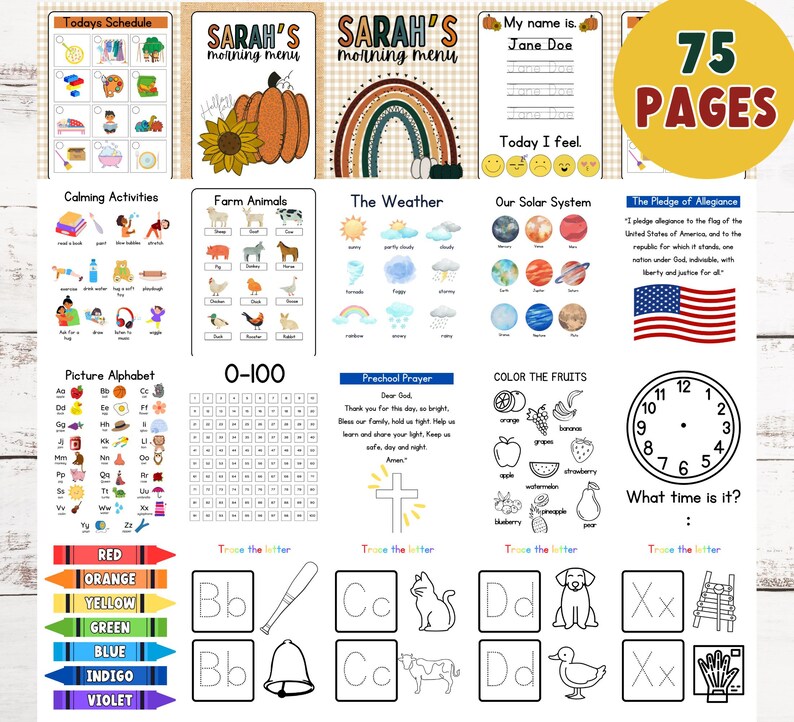 Fall Autumn Preschool Morning Menu: Homeschool Activity Pages (digital ...