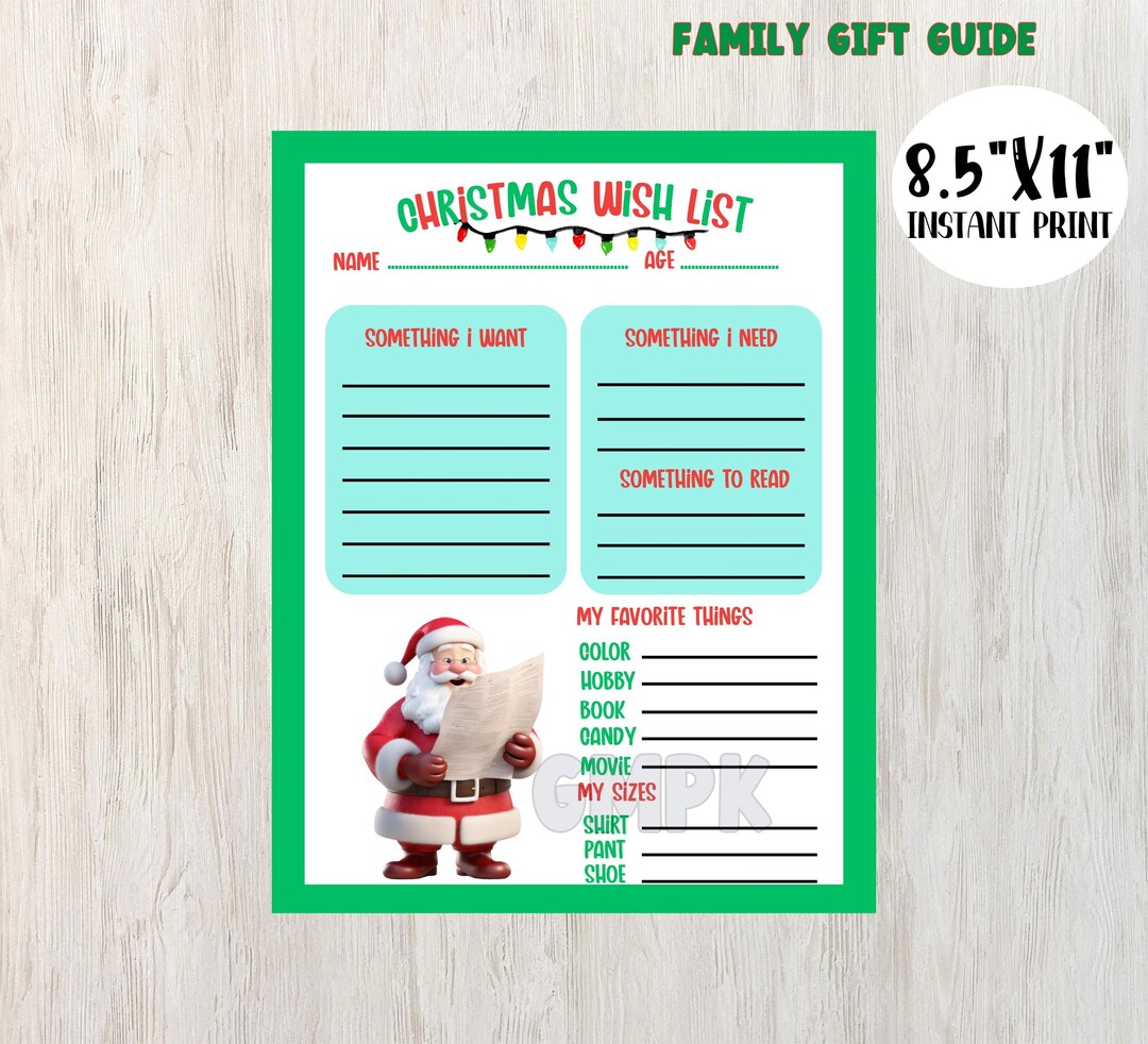 Kids Christmas Wish List | Printable Gift Guide (PDF) - Etsy