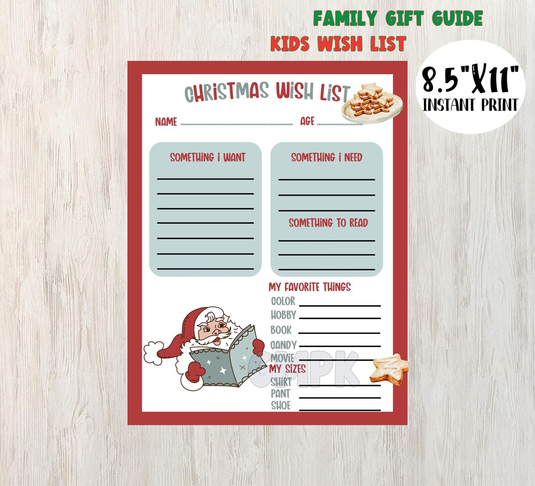 Kids Christmas Wish List | Printable Gift Guide (PDF) - Etsy