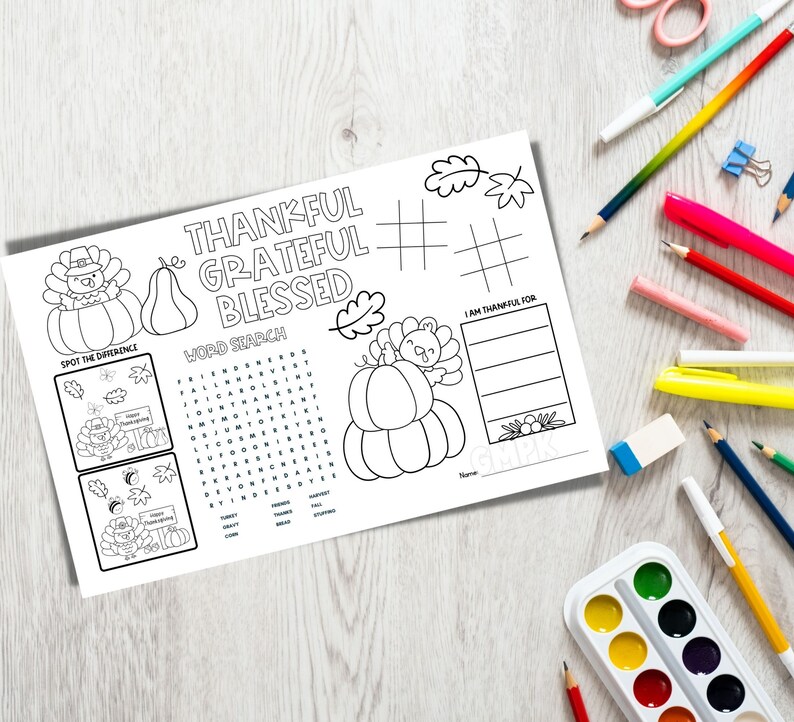 Thanksgiving Kids Coloring Placemats | Thanksgiving Kids Table ...