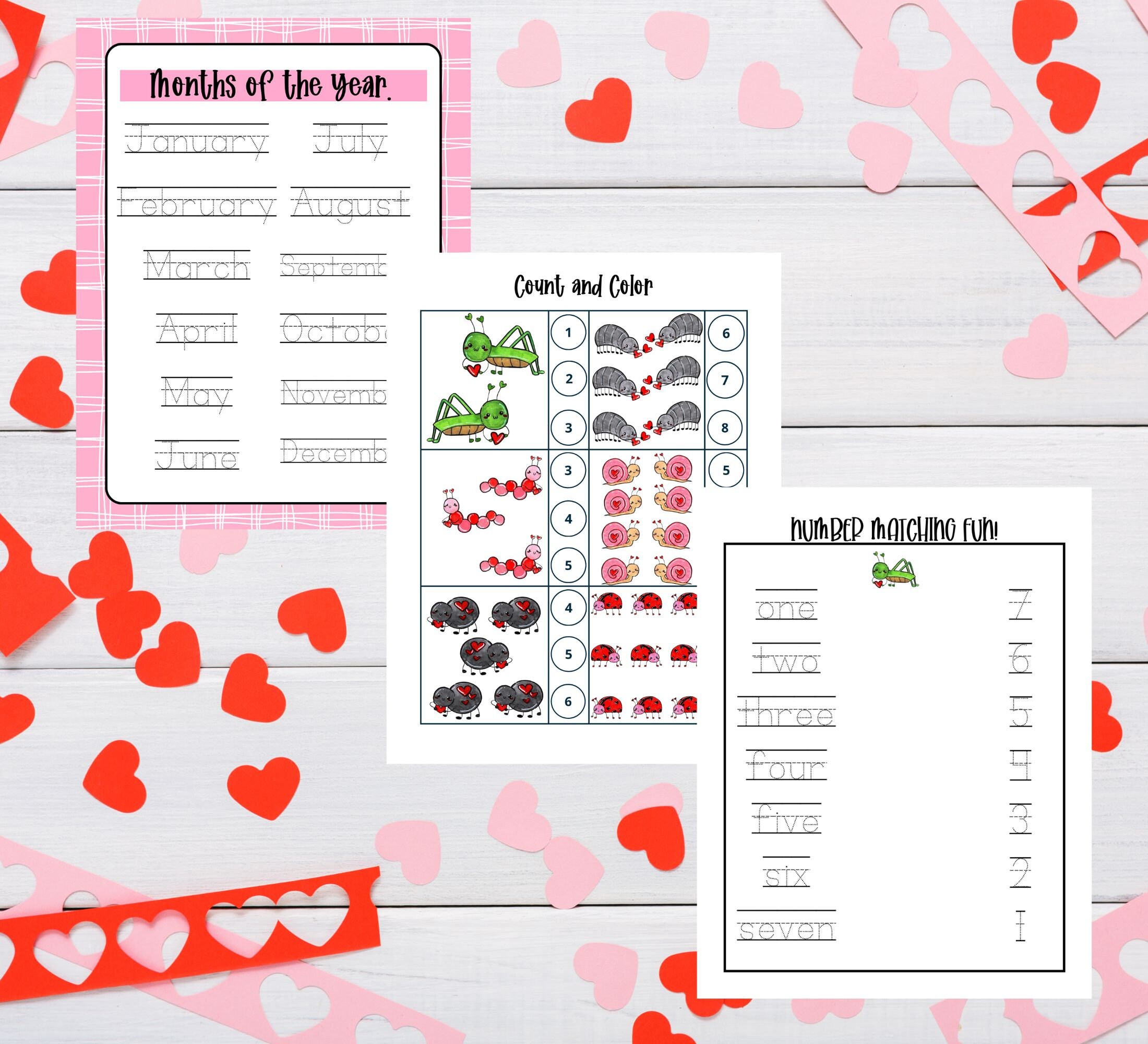 Valentine Preschool Worksheet: Number Writing Practice (PDF) - Etsy