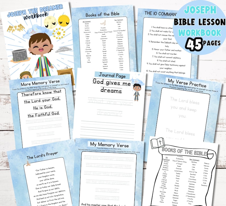 Joseph the Dreamer Bible Lesson Workbook: Homeschool & Sunday School ...
