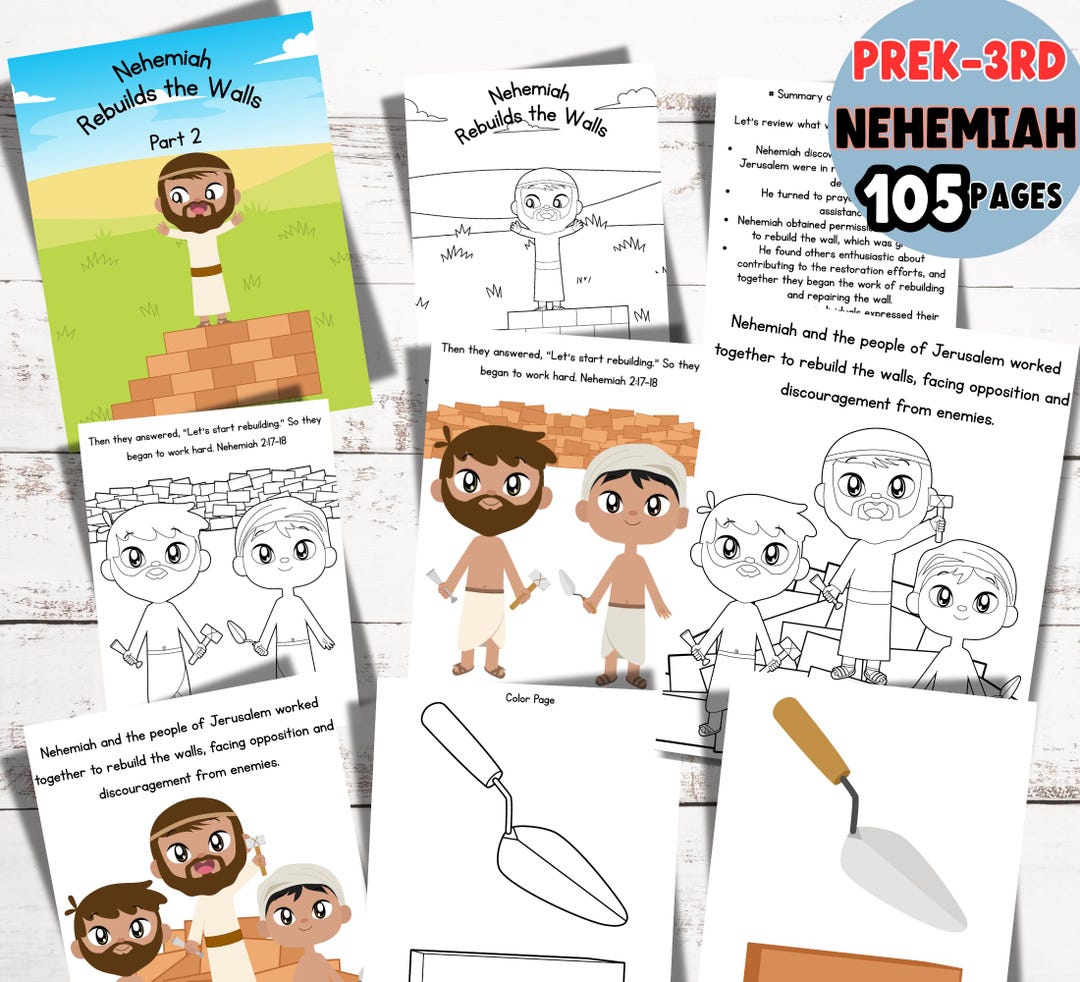 Preschool Bible Lesson: Nehemiah Rebuilds the Wall BUNDLE, 10 ...