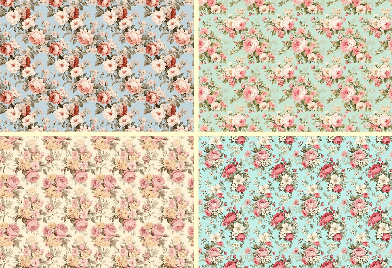 30 Vintage Bouquets Dollhouse Wallpaper, Printable Wallpaper Download ...