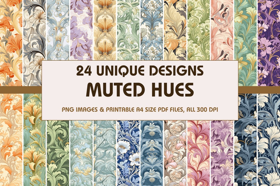 Muted Hues Dollhouse Wallpaper: 24 Floral Designs (digital Download) - Etsy