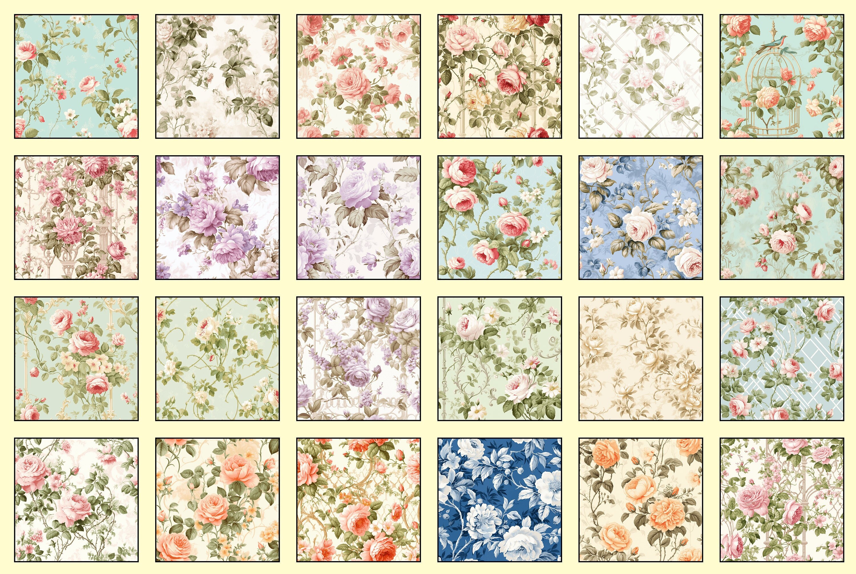 24 Rose Trellis Dollhouse Wallpaper, Printable Wallpaper Download ...