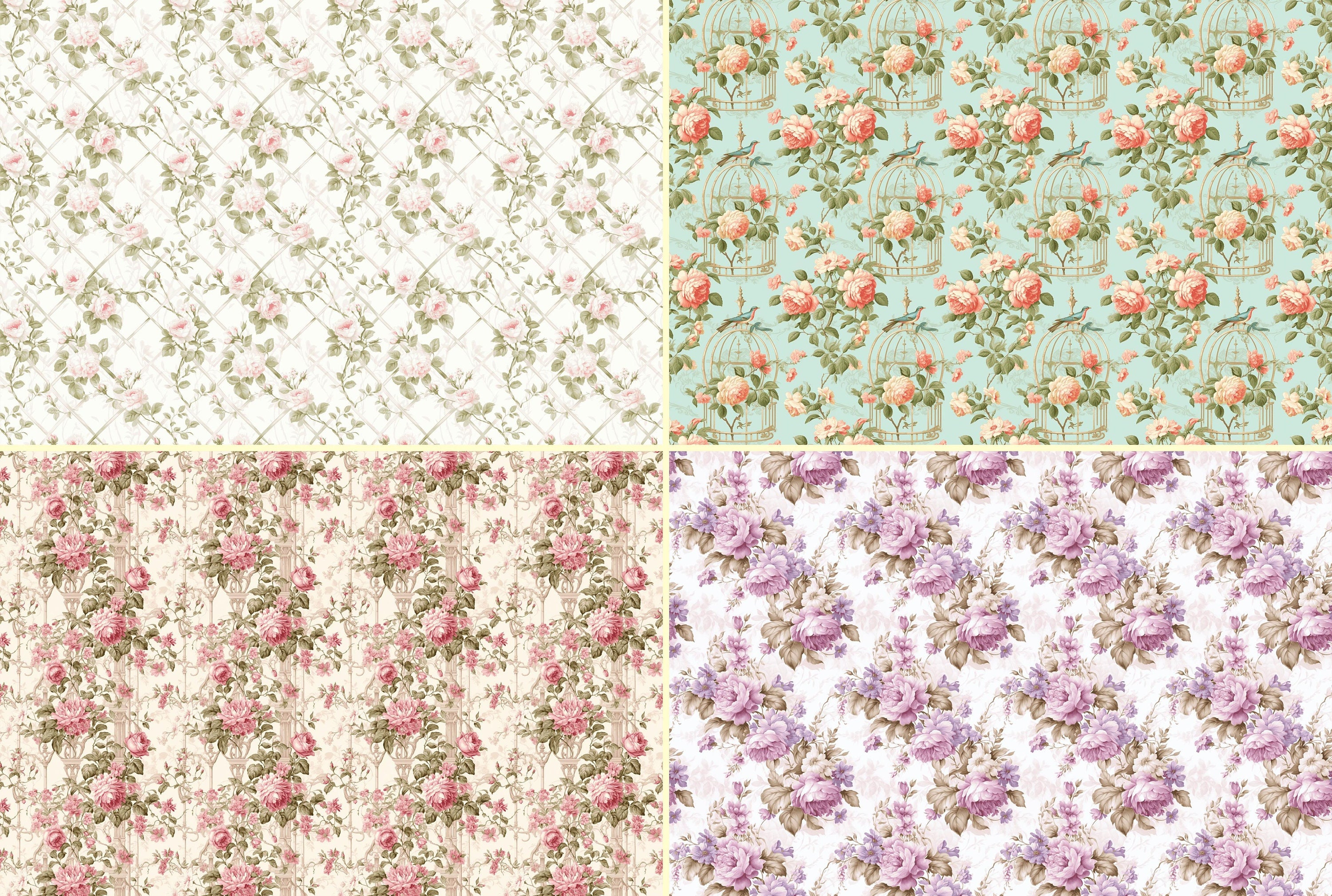 24 Rose Trellis Dollhouse Wallpaper, Printable Wallpaper Download ...