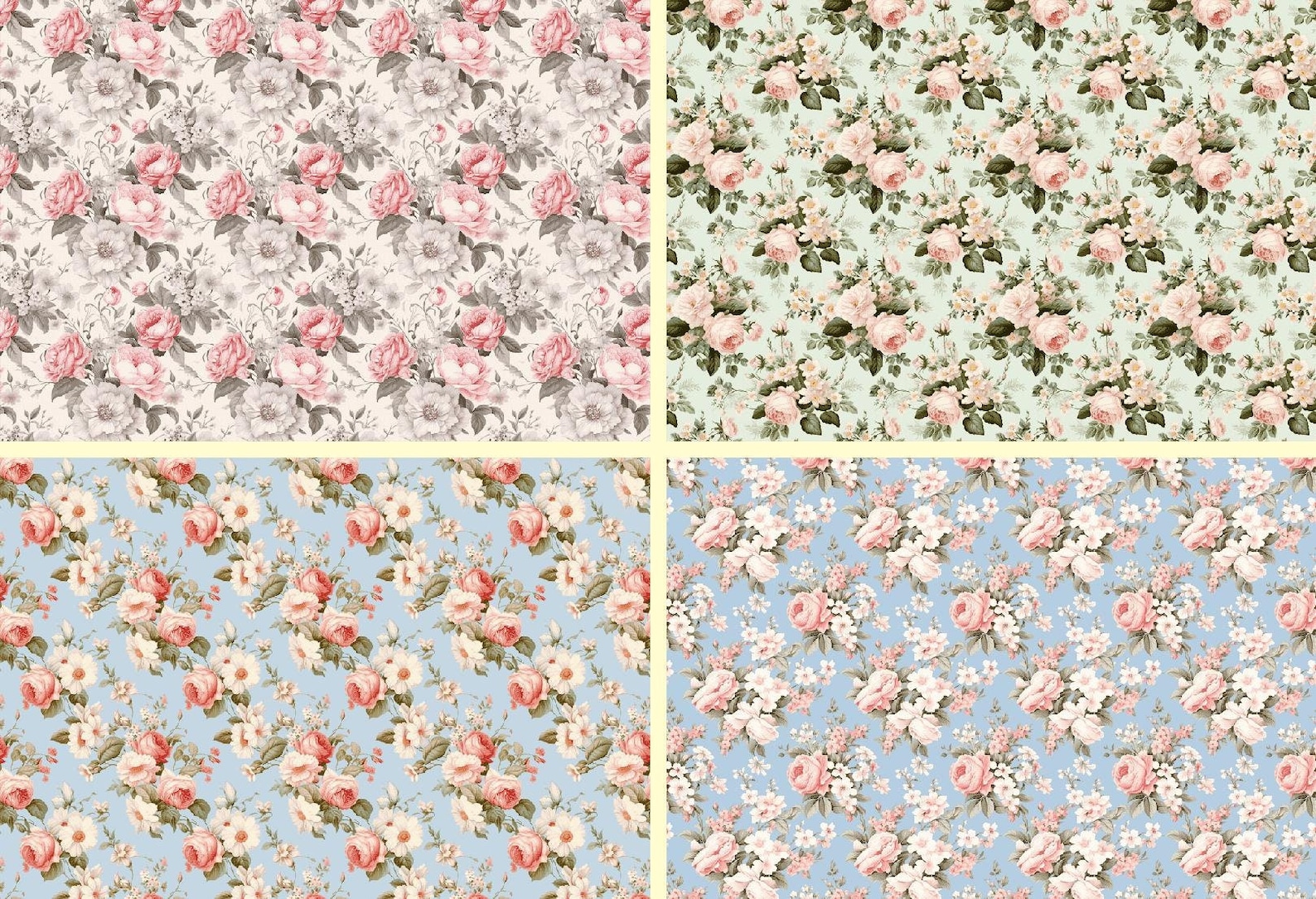 Vintage Floral Dollhouse Wallpaper: 30 Printable Miniature Bouquet ...