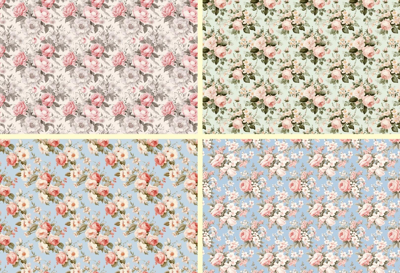 30 Vintage Bouquets Dollhouse Wallpaper, Printable Wallpaper Download ...