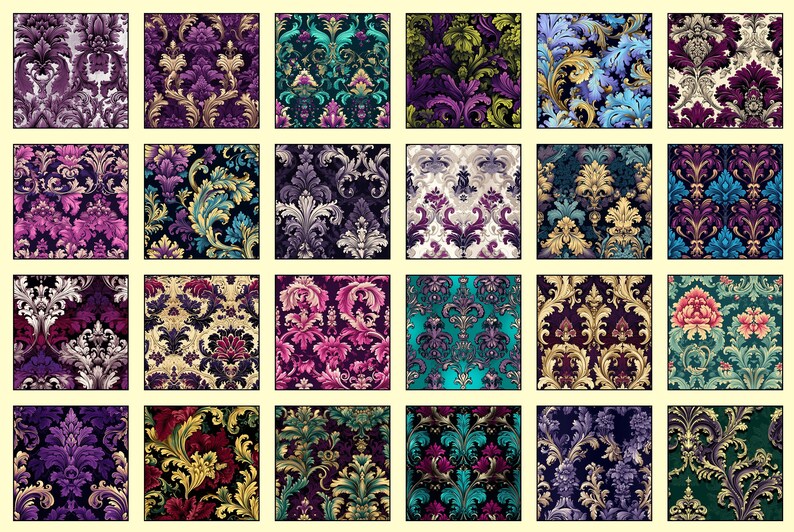 Damask Dollhouse Wallpaper: 24 Miniature Designs (printable PDF) - Etsy