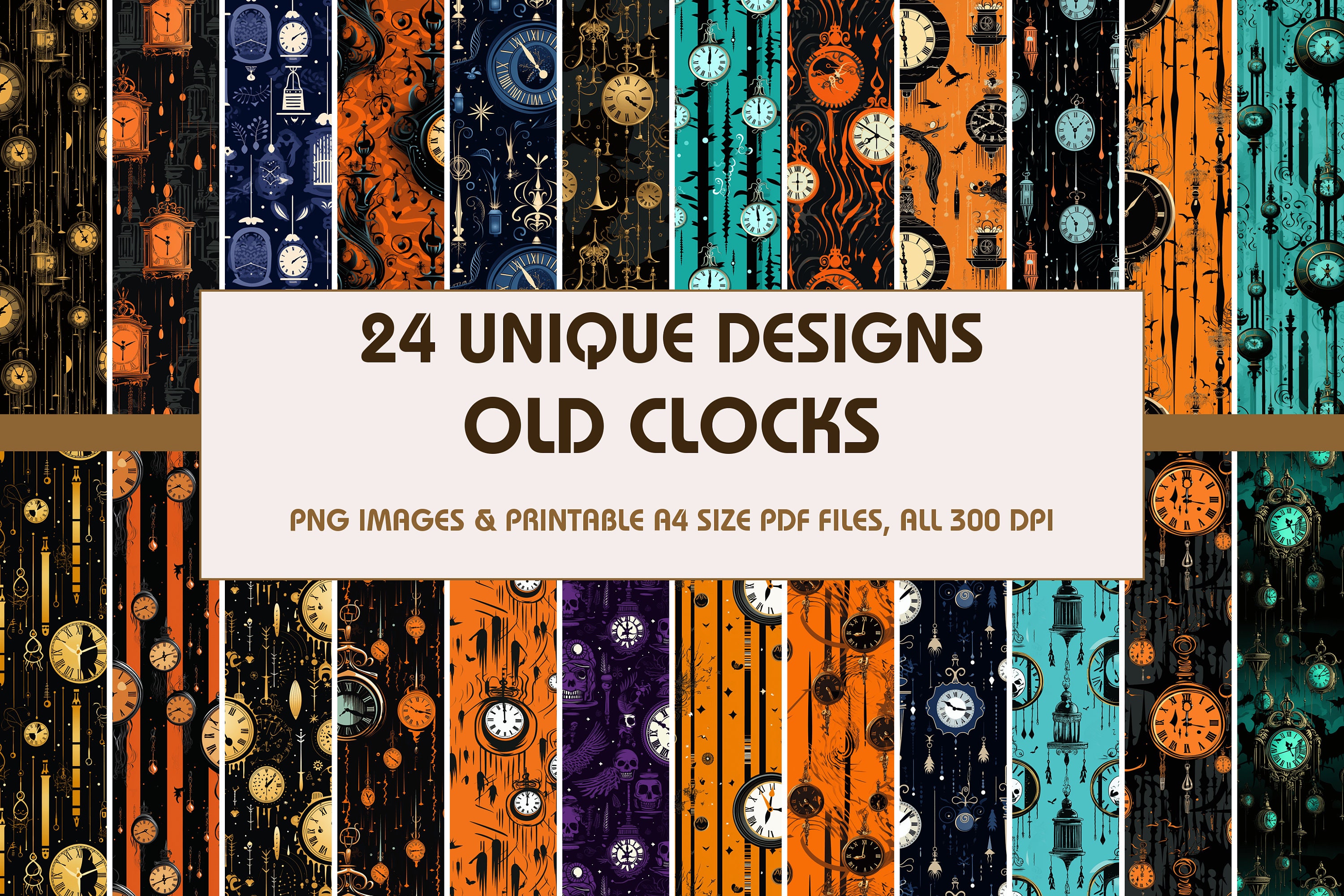24 Old Clocks Dollhouse Wallpaper, Printable Wallpaper Download ...
