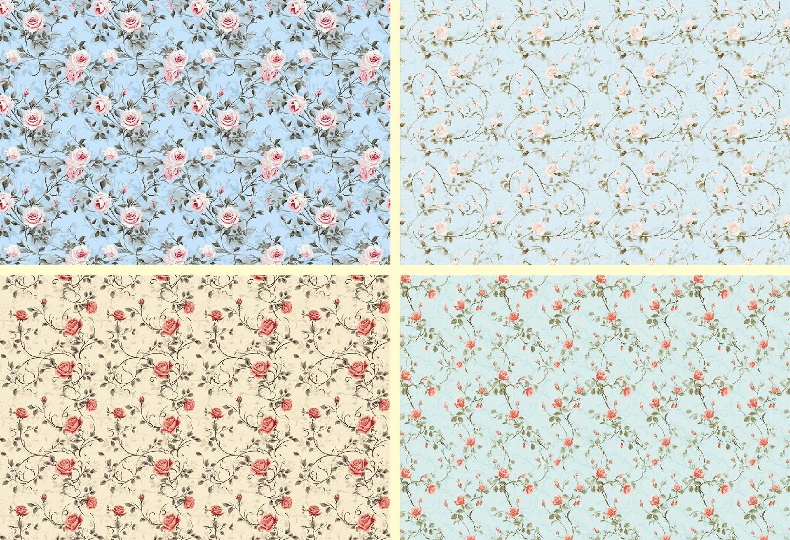 22 Roses and Vines Dollhouse Wallpaper, Printable Wallpaper Download ...