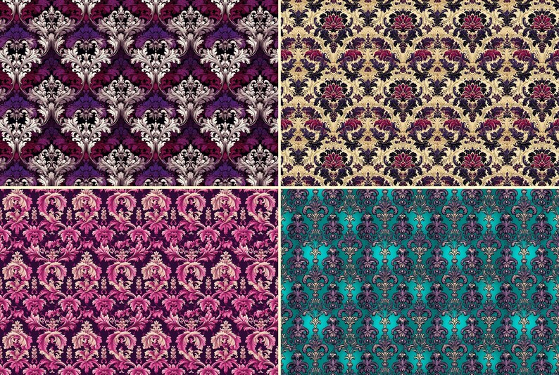Damask Dollhouse Wallpaper: 24 Miniature Designs (printable PDF) - Etsy