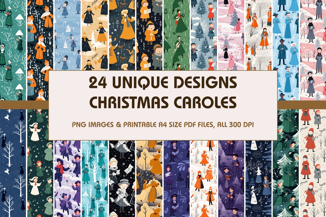 24 Christmas Caroles Dollhouse Wallpaper, Printable Wallpaper Download ...