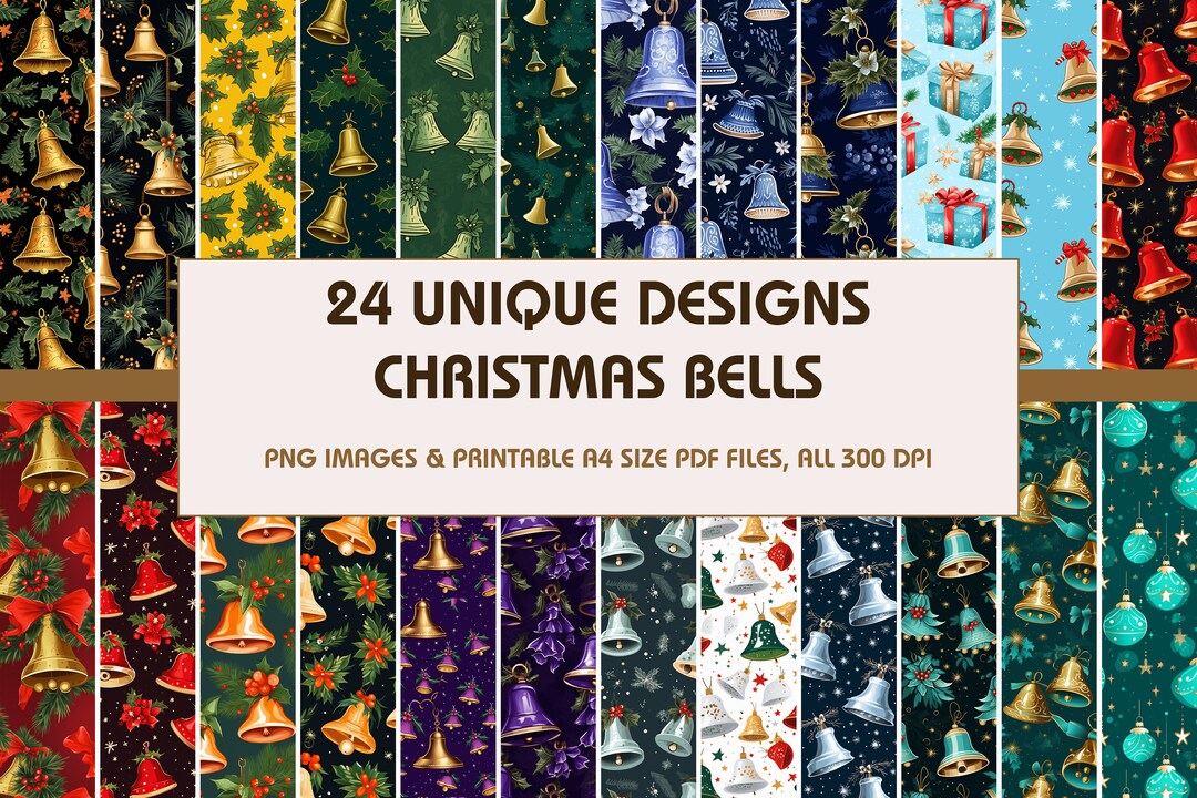 24 Christmas Bells Dollhouse Wallpaper, Printable Wallpaper Download ...